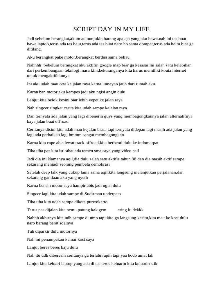 Script Day in My Life | PDF