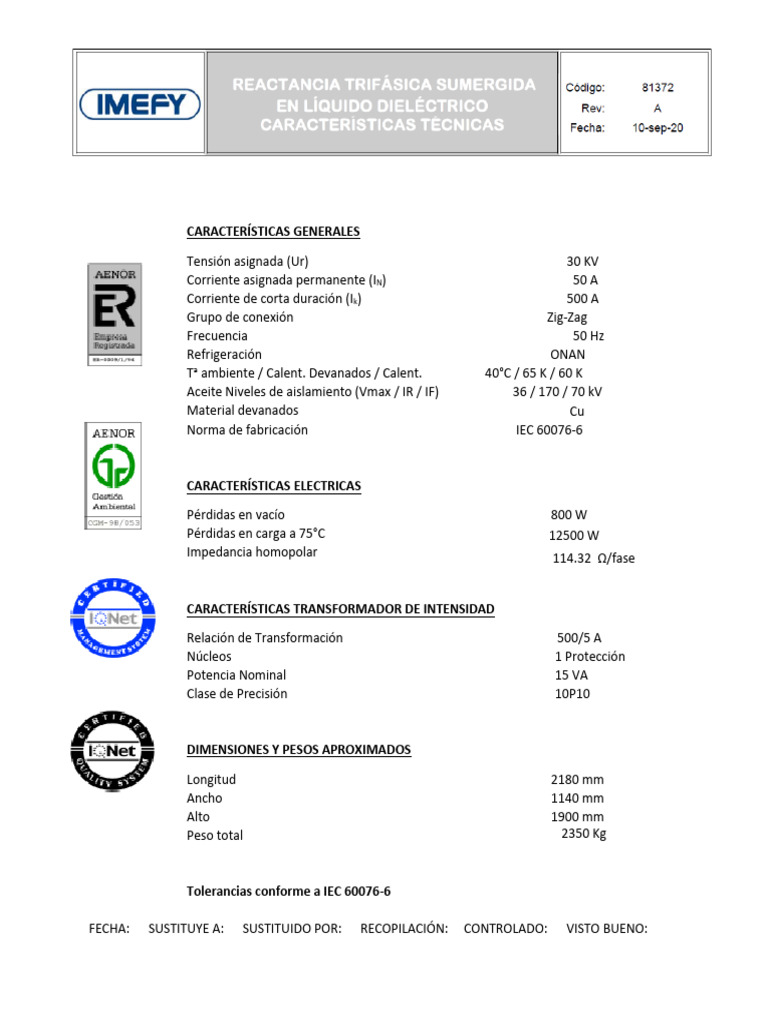 Datos Tecnicos 81372 - Revb | PDF