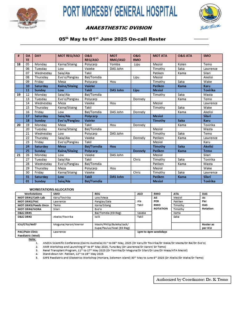 May Roster 2025 Edited-2 | PDF