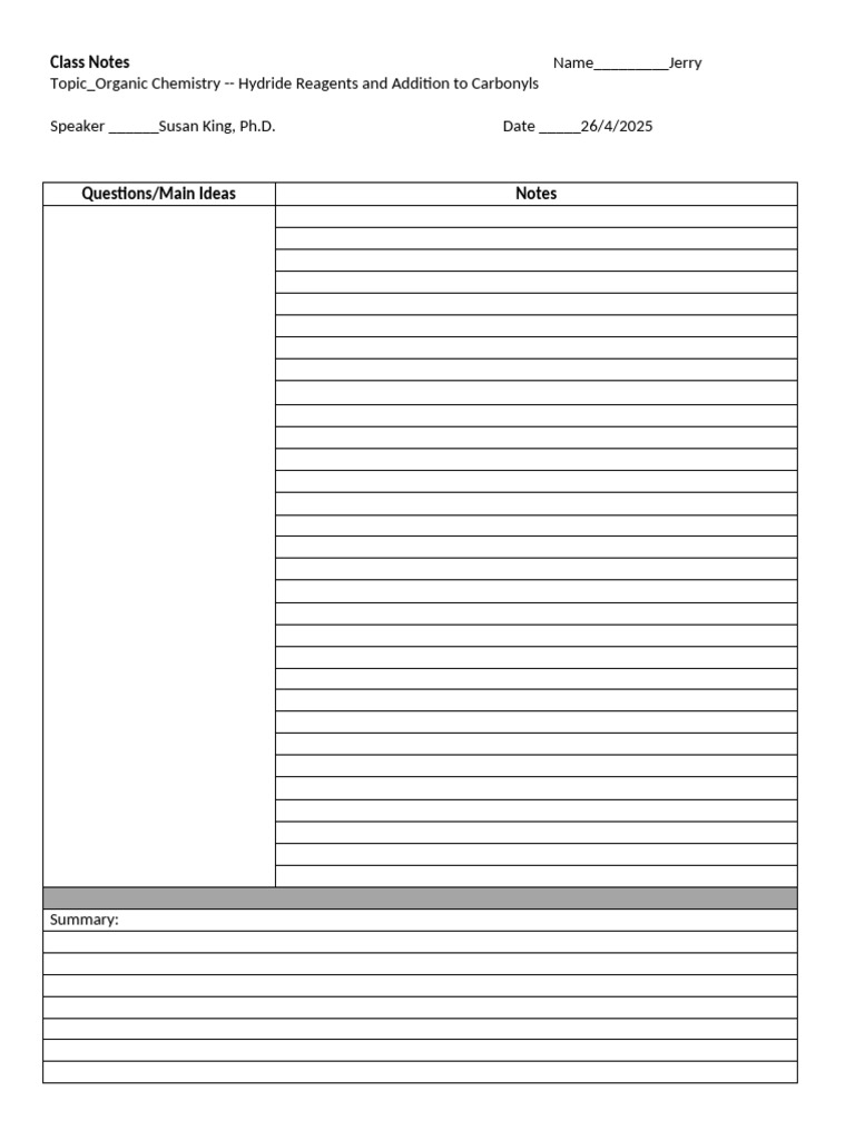 Lec 03. Organic Chemistry - Hydride Reagents and Addition To Carbonyls ...