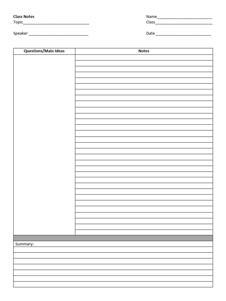 1.2cornell Notes Fillable Form | PDF