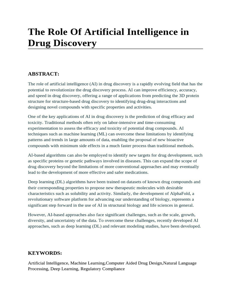 Artificial Intelligence Drug Discovery | PDF | Drug Design | Artificial ...