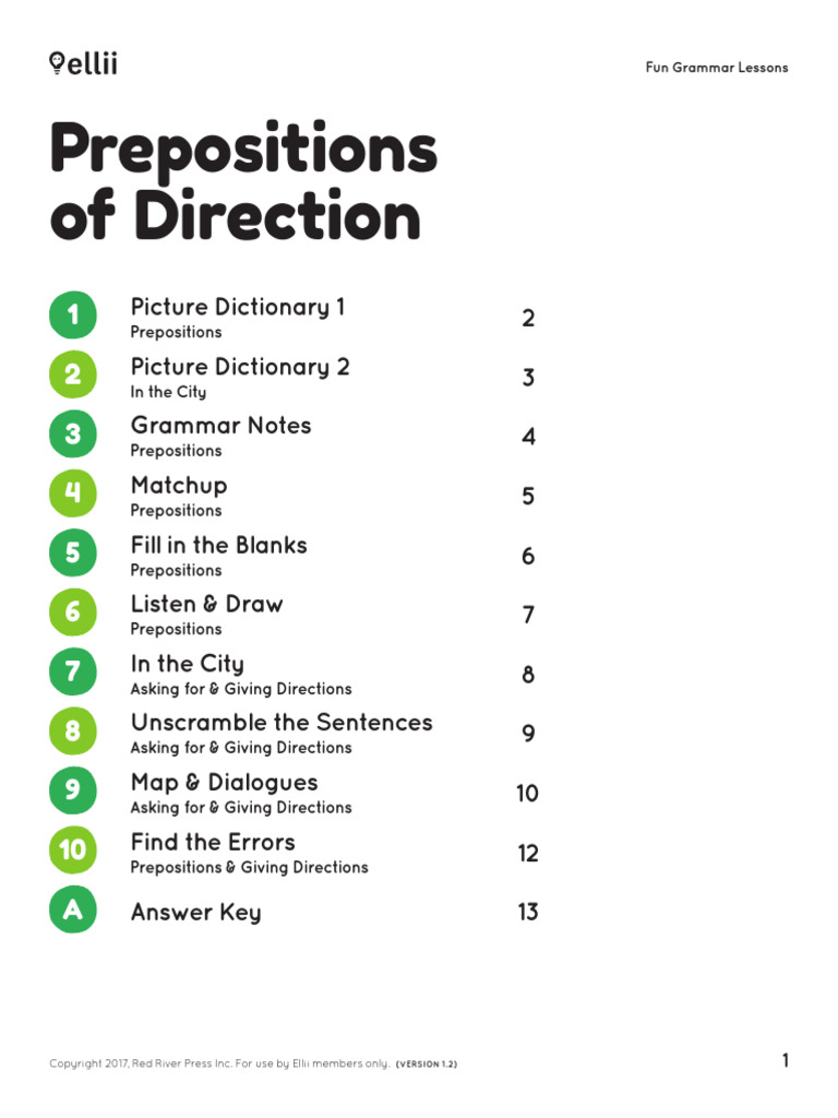 Prepositions of Direction Lesson Plan | PDF | Linguistics | Grammar