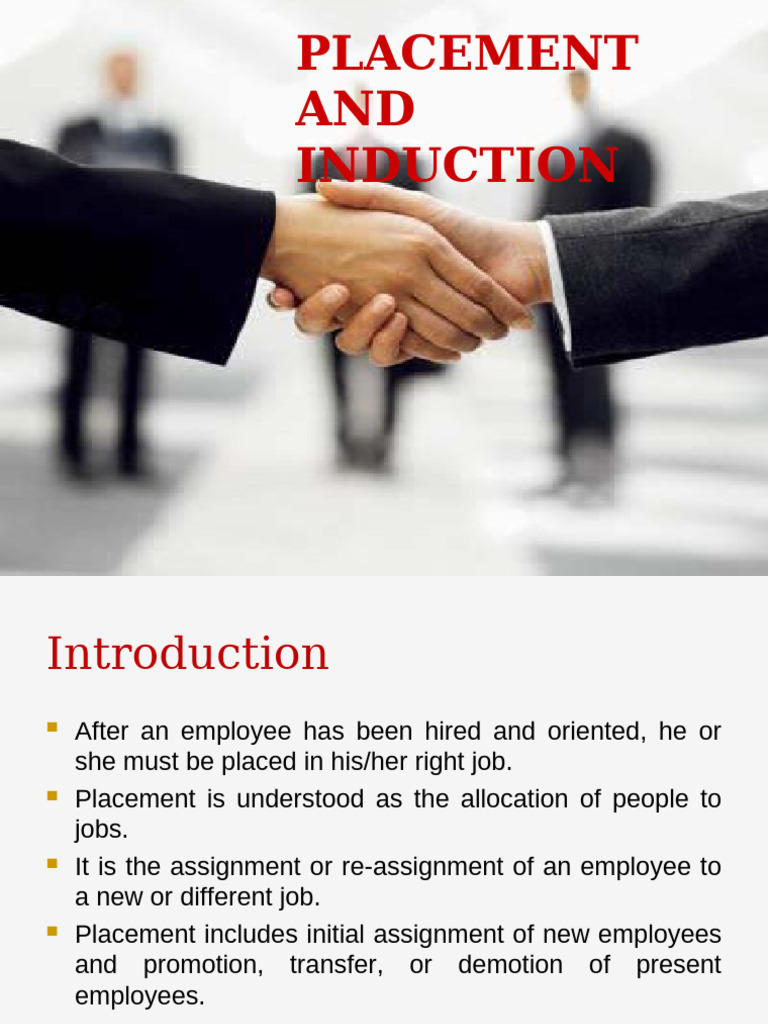 Placement and Induction Overview | PDF | Employment | Business