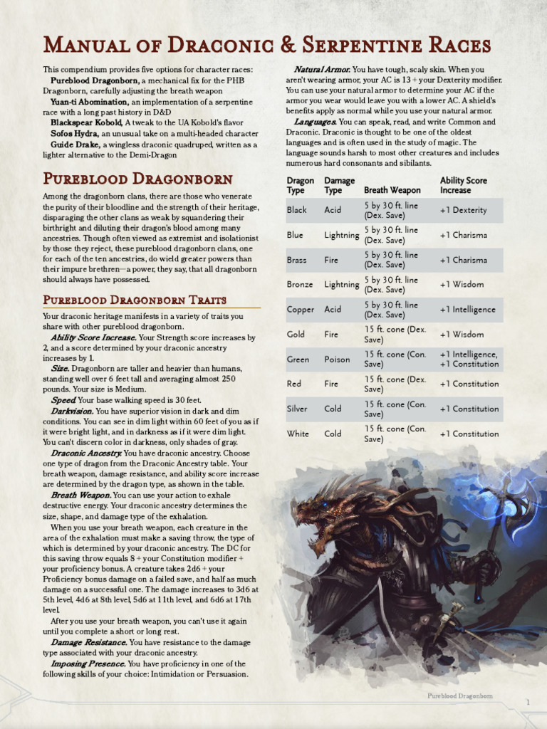 Manual of Draconic & Serpentine Races 1.2 | PDF