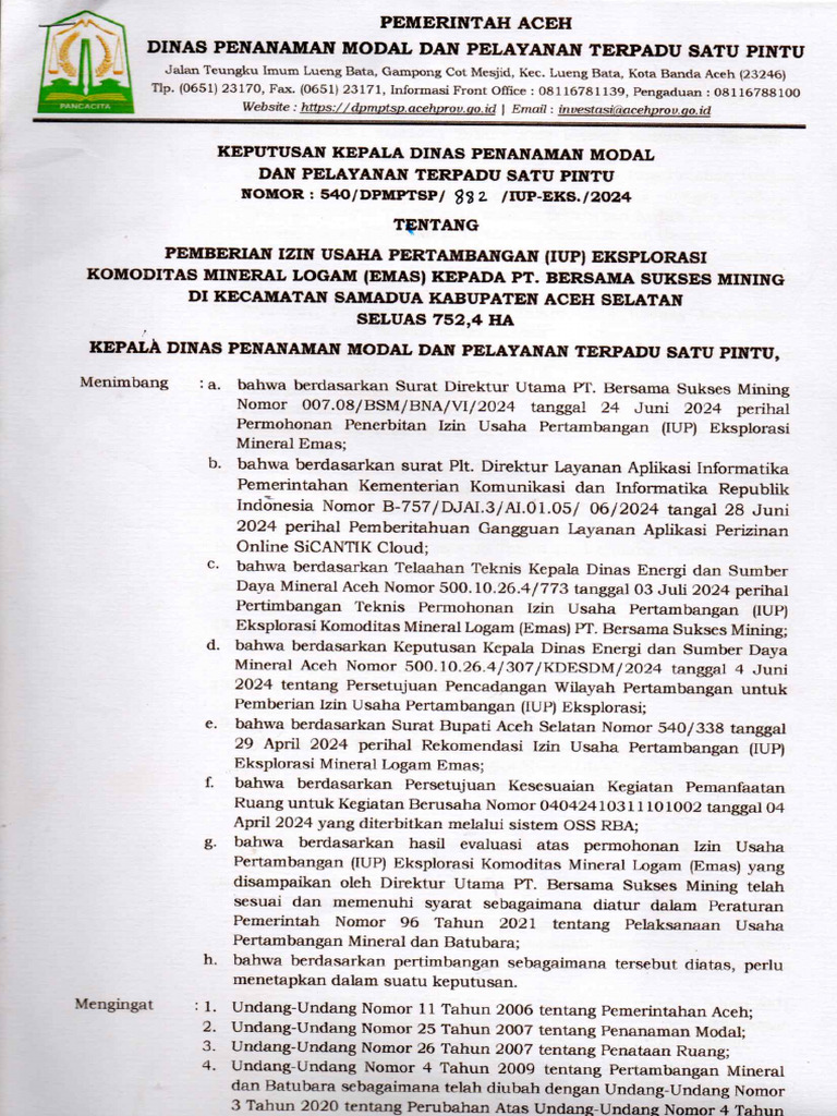 Iup Explorasi Pt. BSM | PDF