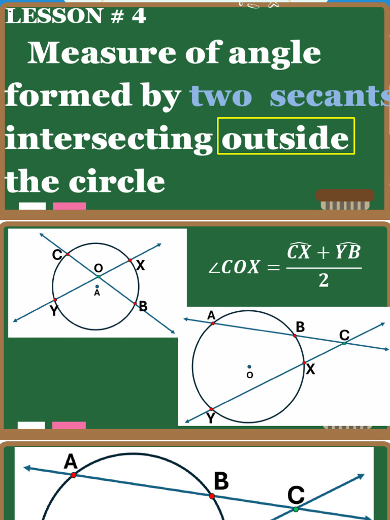 Lesson 4 And 5 Angle Formed By Two Intersecting Secants Or Two Tangents