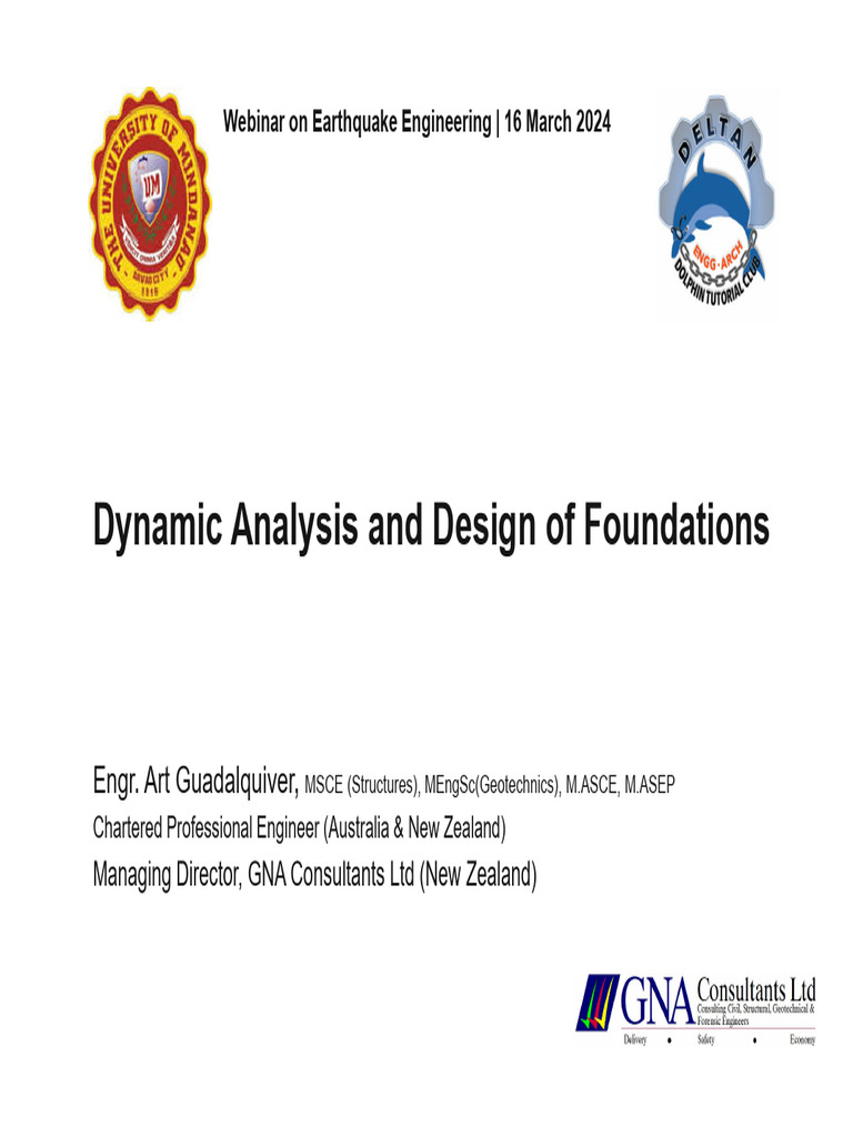 P4 Dynamic Analysis and Design of Foundations Engr. Art Guadalquiver ...