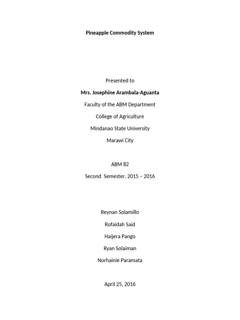 Pineapple Commodity System Analysis | PDF | Fertilizer | Pineapple