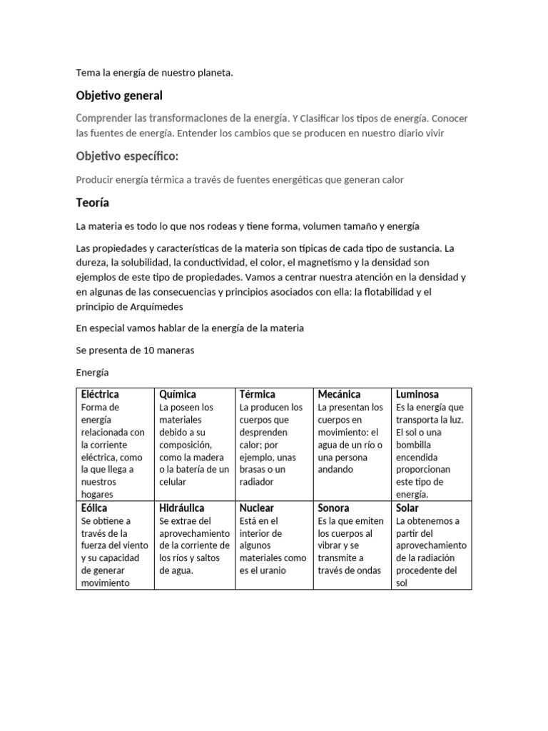 Proyecto Escolar de Septimo de Basica | PDF | Importar | Calor