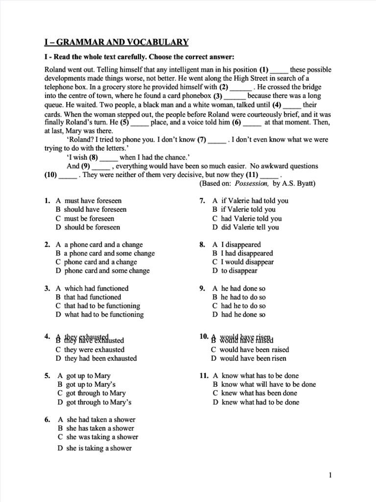 PDF English Entrance Exam Sample Test Compress | PDF | Paintings | Feeling