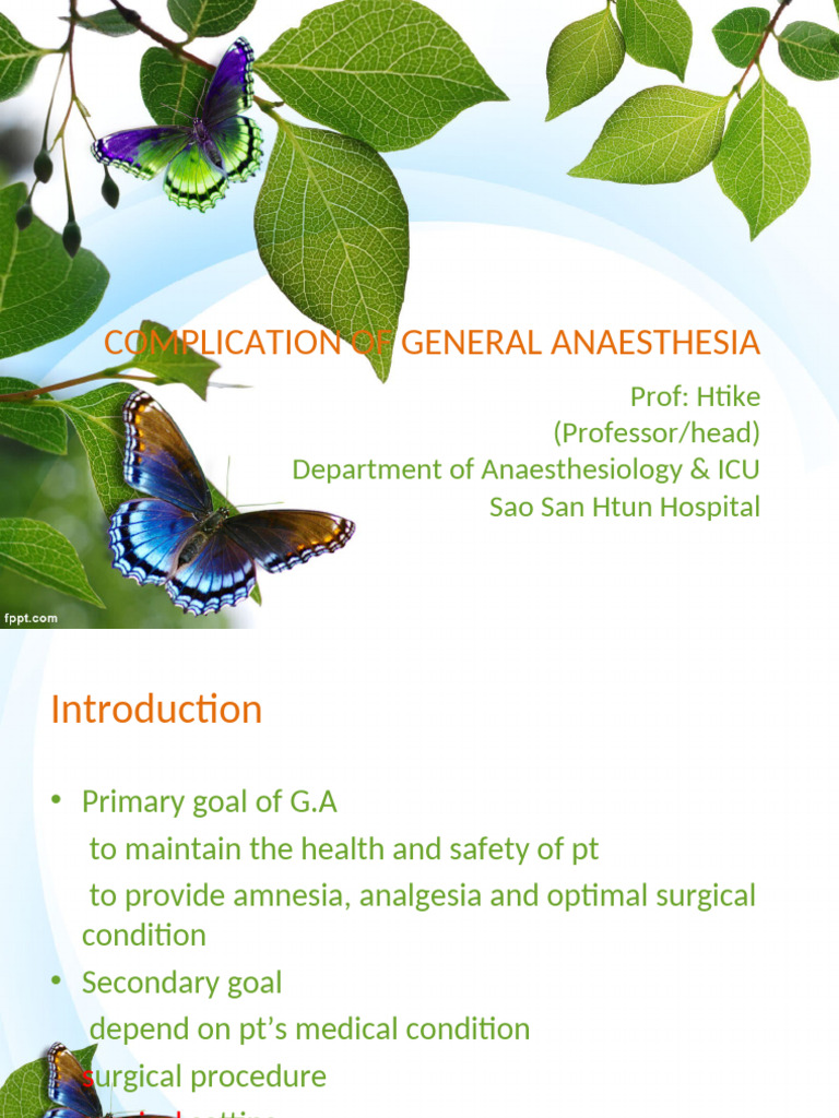 Complications of General Anaesthesia | PDF | Diseases And Disorders ...