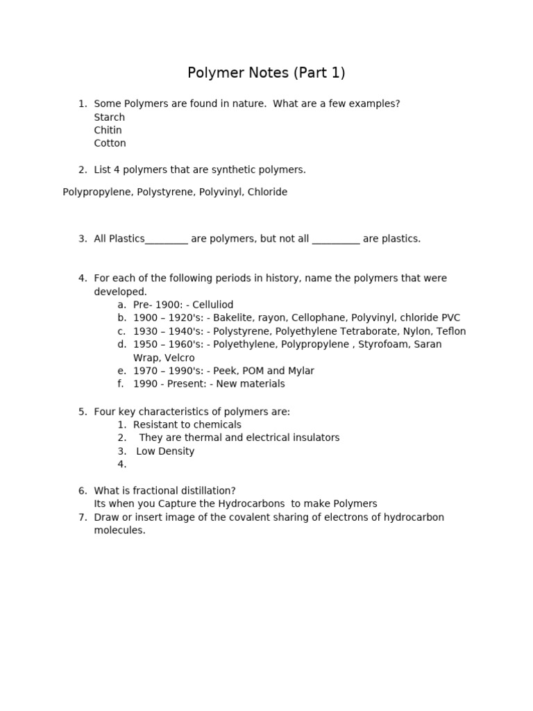 Polymer Notes (Part 1) | PDF