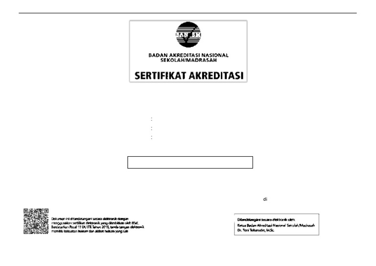 Sertifikat Akreditasi 2022 | PDF