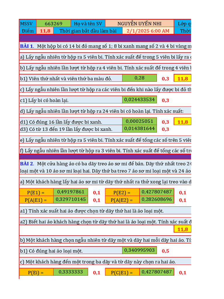 Bài Tập Chương Ii XSTK - Phát | PDF