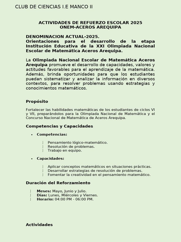 Actividades de Refuerzo Escolar 2025 | PDF | Matemáticas | Aprendizaje