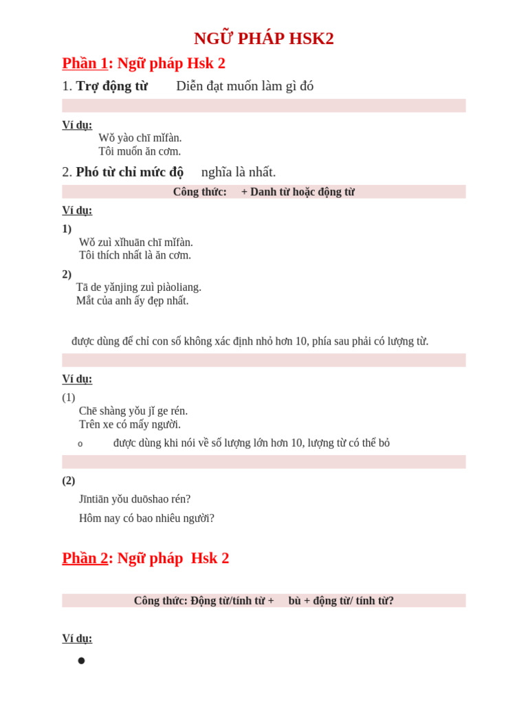 NG Pháp HSK2 | PDF