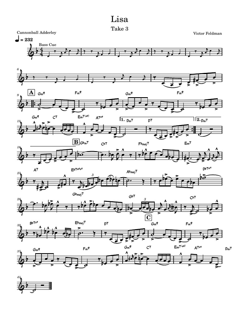 Lisa Cannonball Adderley C BB Eb Charts | PDF