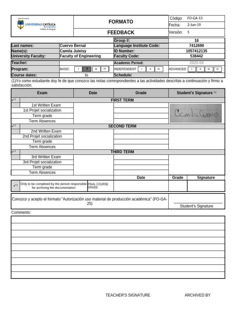 D. FO-GA-13 Formato Retroalimentación V5 | PDF