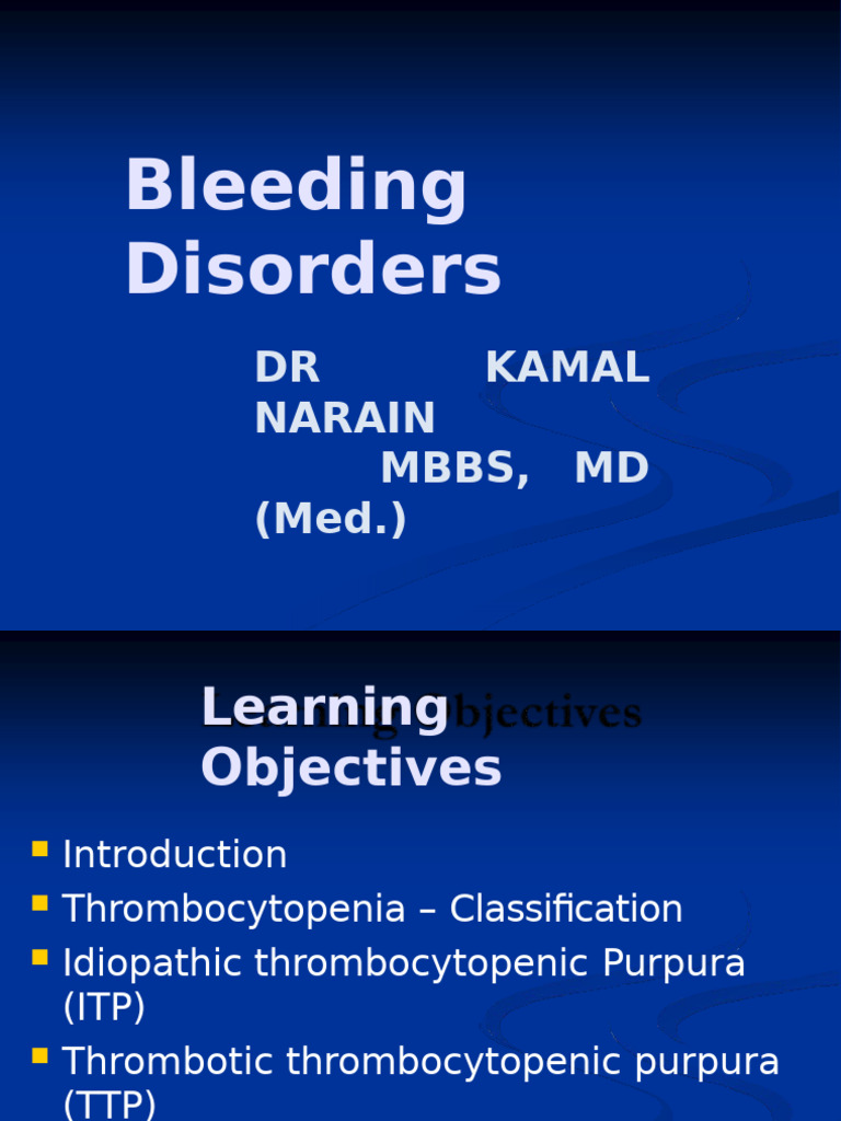 Bleeding Disorders | PDF | Platelet | Coagulation