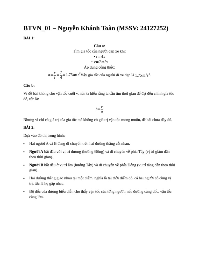 BTVN - 01 Lời Giải | PDF