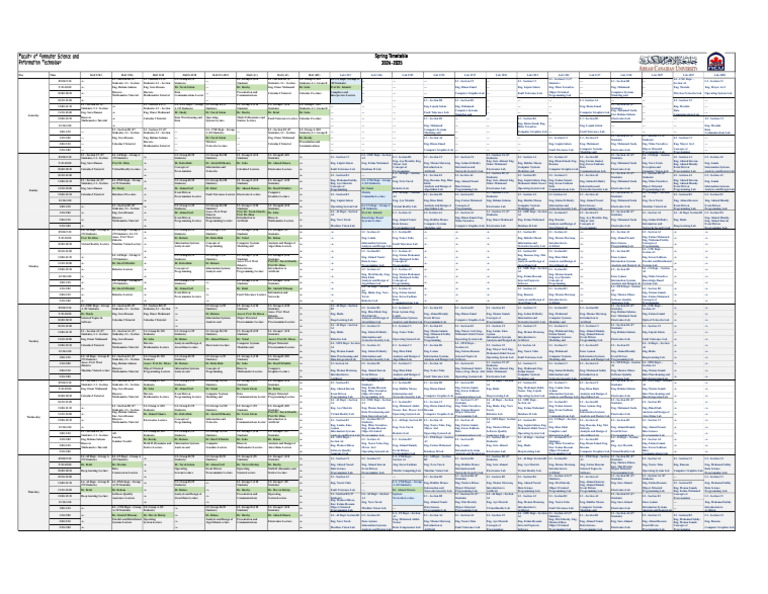Spring 2024-2025 Timetable | PDF | Computer Science | Computing