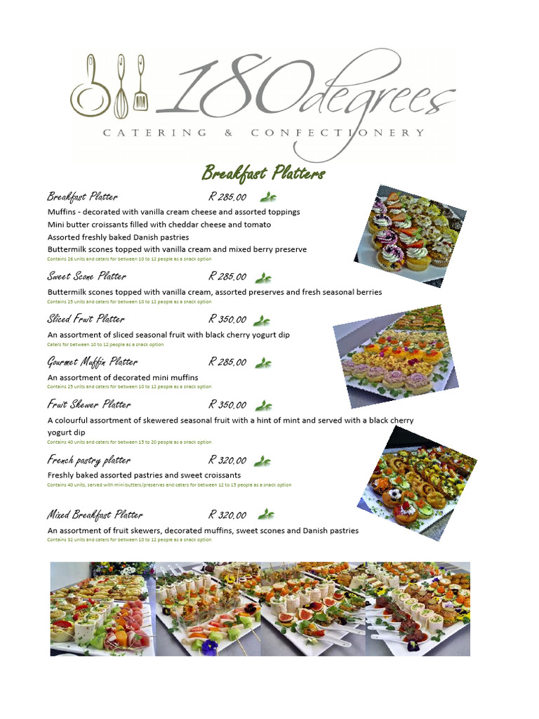 180 Degrees Platter Menu - 2013 | PDF | Hamburgers | Sausage