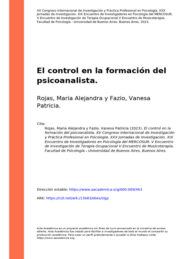Rojas, Maria Alejandra y Fazio, Vane (... ) (2023) - El Control en La ...