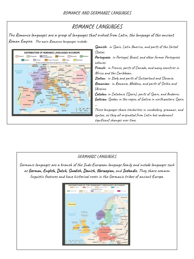 Romance and Germanic Language Overview | PDF