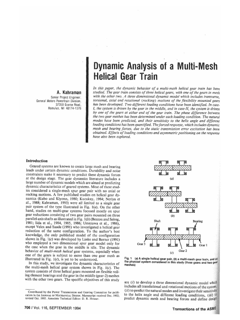 Dynamic Analysis of Helical Gear Trains | PDF | Gear | Helix