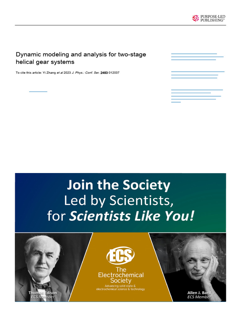 Dyanmic Modeling and Analysis For 2 Stage Helical Gear System | PDF ...