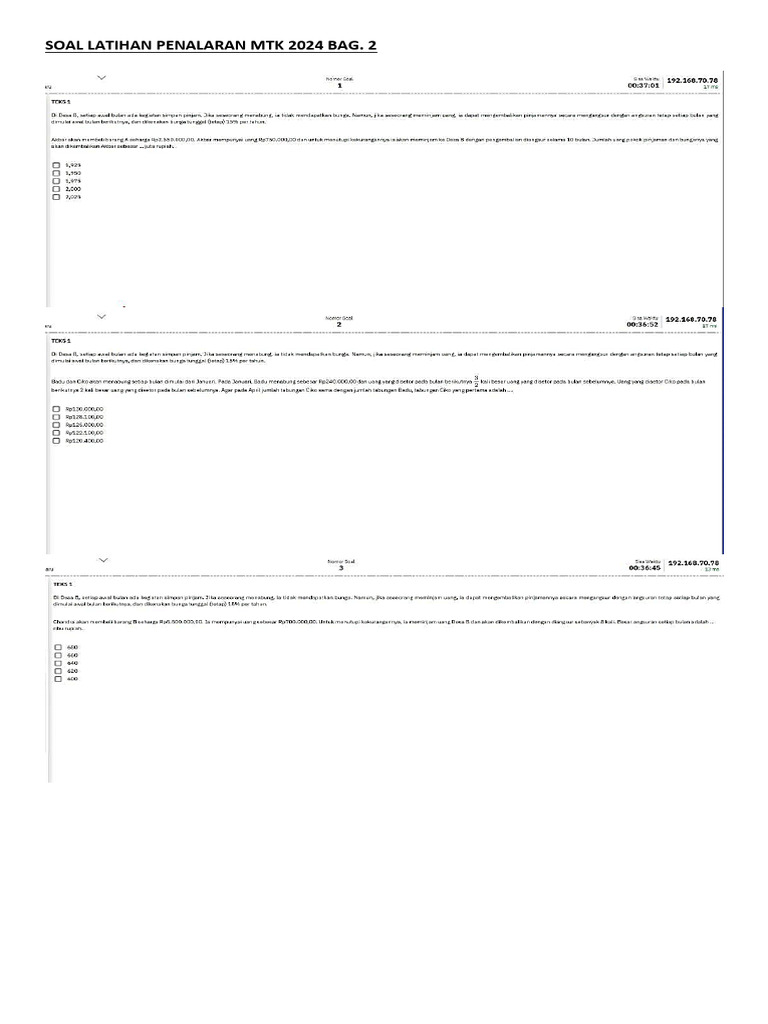 Soal Latihan Penalaran MTK 2024 Bag. 2 | PDF