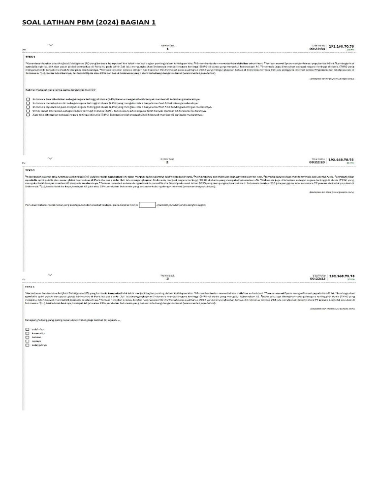 Soal Latihan PBM 2024 Bag. 1 | PDF