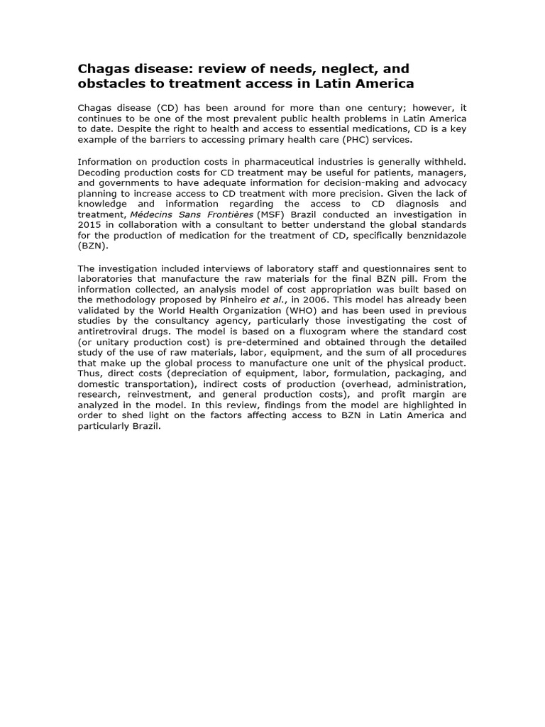 Chagas Disease Treatment Access in Latin America | PDF