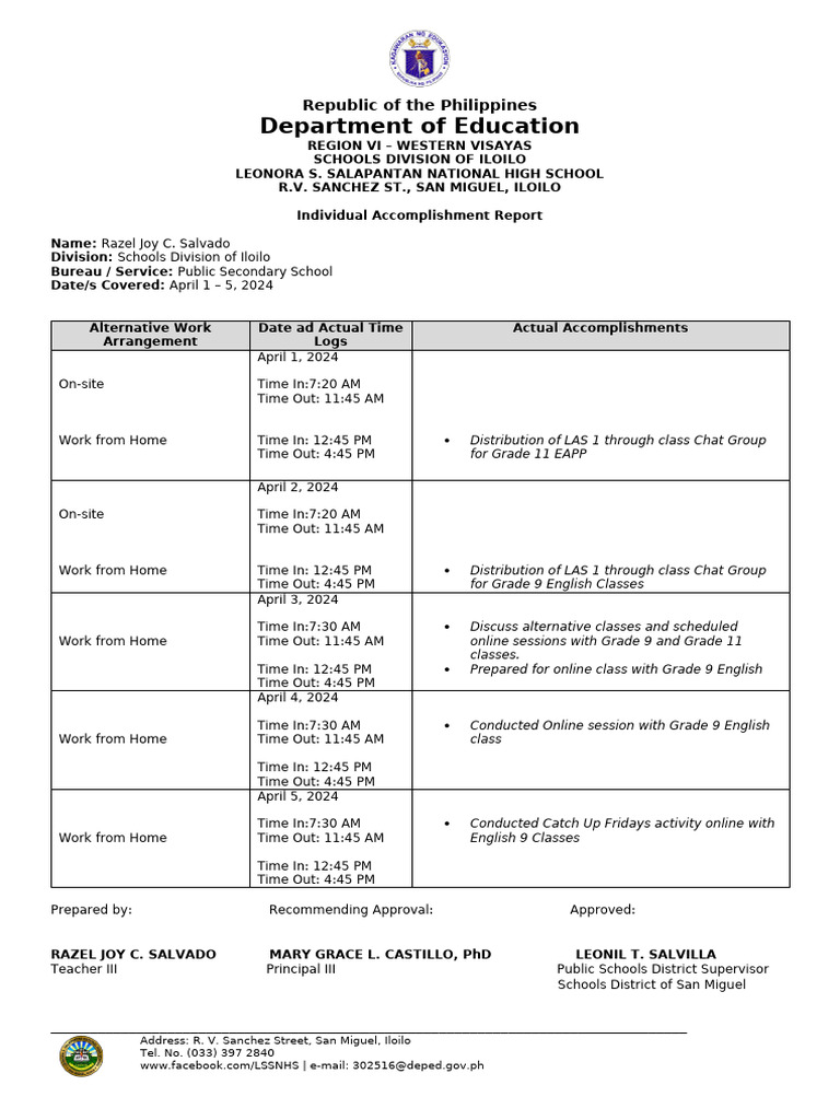 Accomplishment Report Template | PDF | Government
