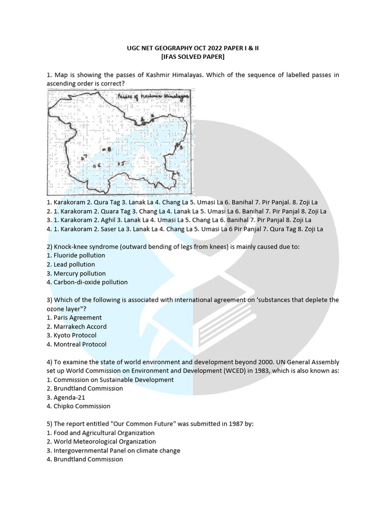 Ugc Net Geography Oct 2022 Paper I & Ii (Ifas Solved Paper) | PDF ...