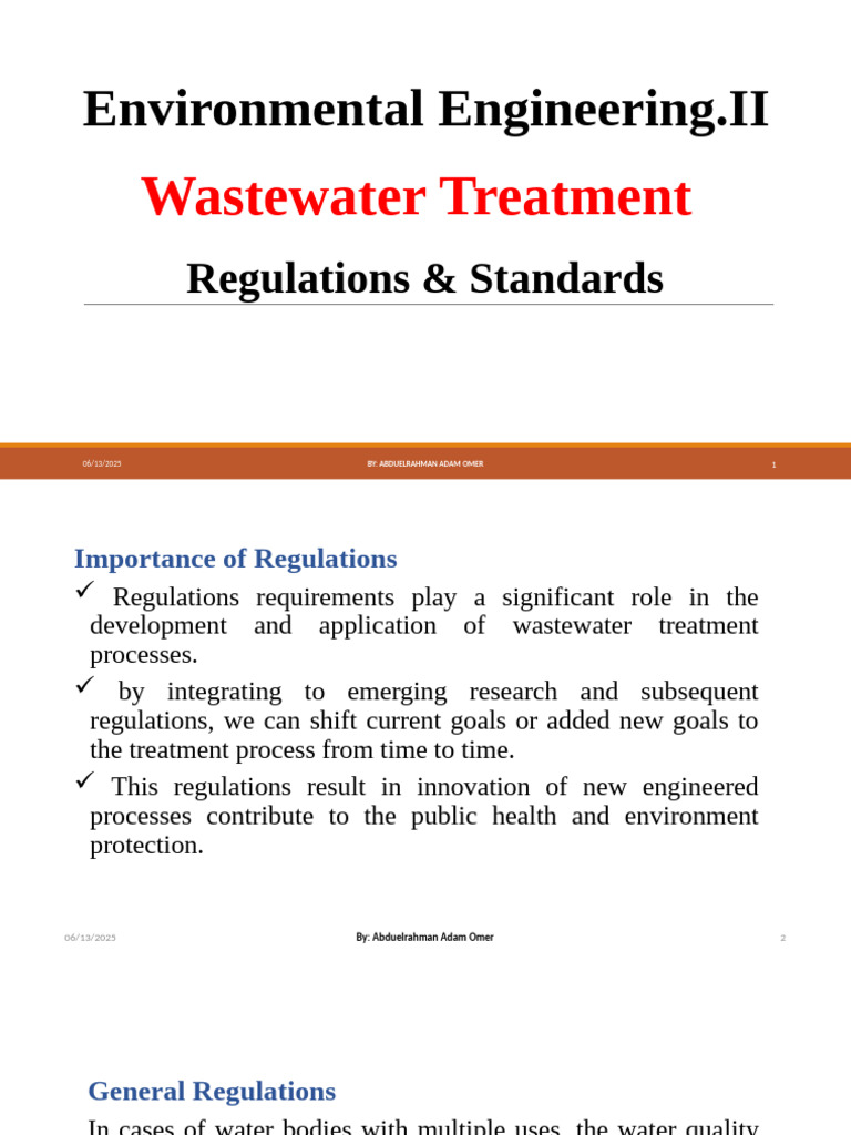 Wastewater Treatment Regulations Overview | PDF | Clean Water Act ...