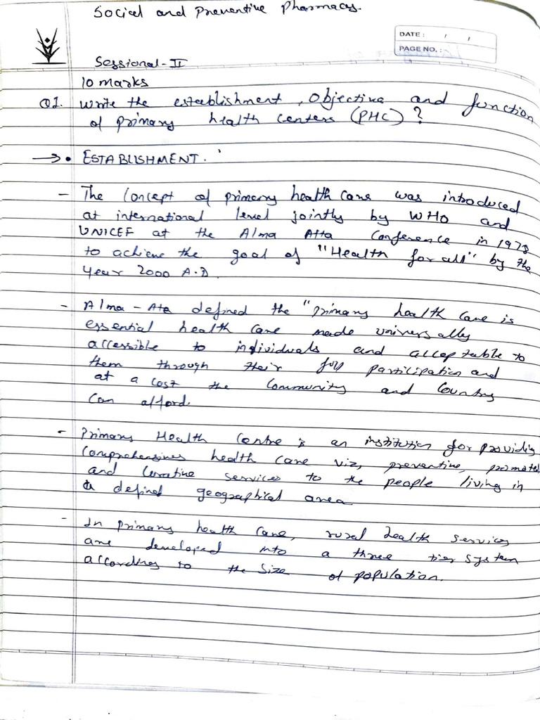 Social and Preventive Pharmacy Sessional 2 | PDF