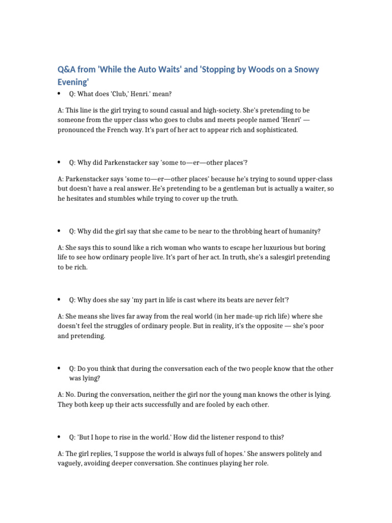 Q&A on 'While the Auto Waits' and Poetry | PDF