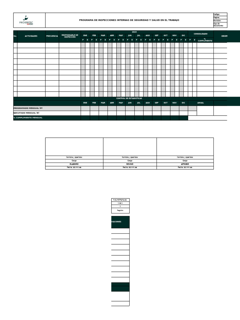 R 01 PSTPE PA 08 Programa de Inspecciones | PDF