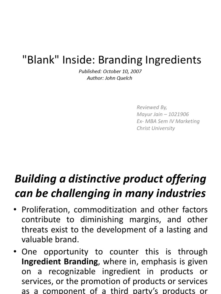 Ingredient Branding Strategies Explained | PDF | Intel | Brand