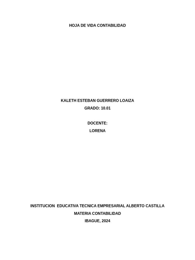 Hoja de Vida Contabilidad | PDF