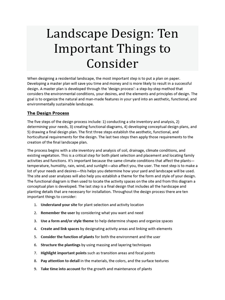 Landscape Design Strategy | PDF | Soil | Gardens