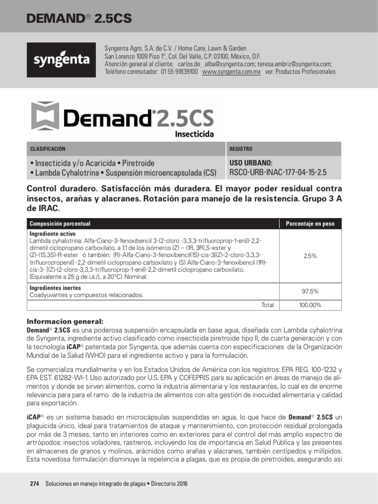 Demand 2.5 CS: Insecticida Eficaz | PDF | Pesticida