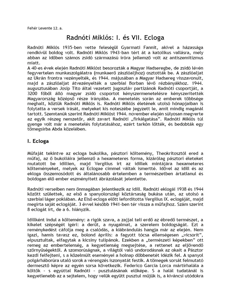 Tétel Radnóti | PDF