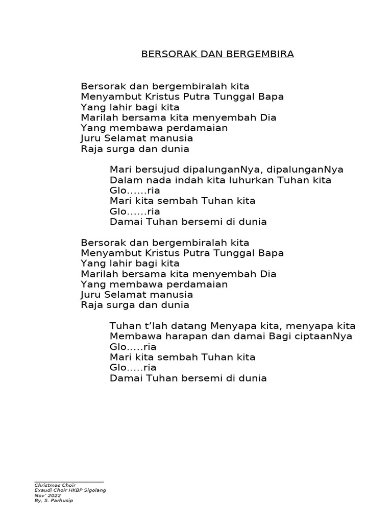 Bersorak Dan Bergembiralah Kita | PDF