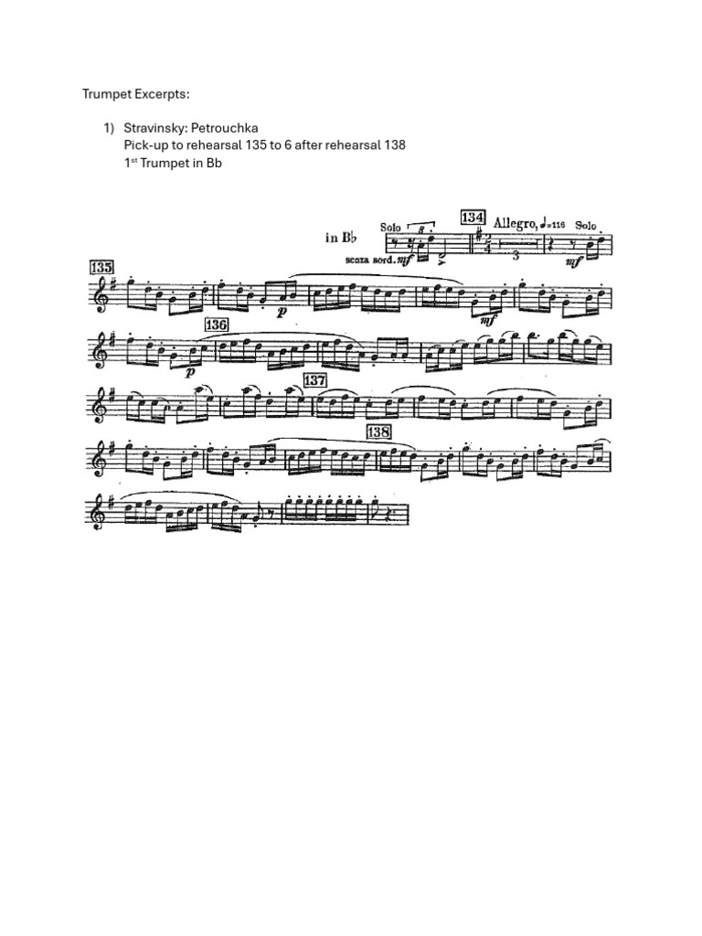 Trumpet Excerpts For Fall 2025 | PDF