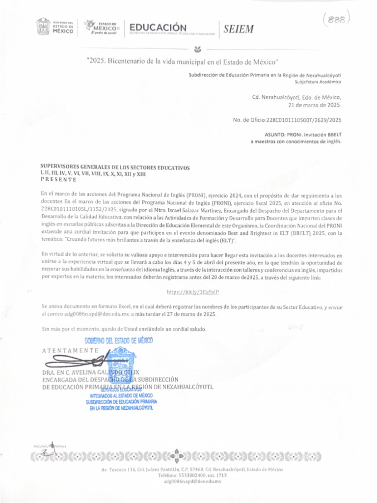 Of. 2629. Invitación Bbelt. Proni | PDF