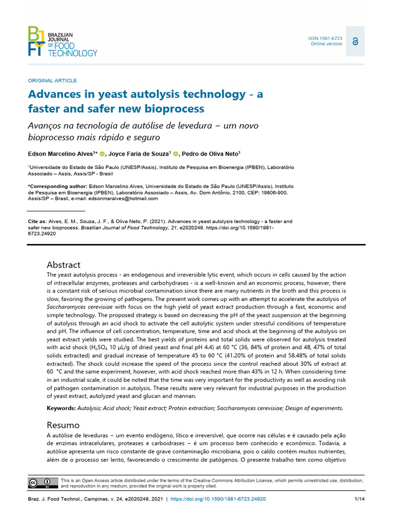 Advances in Yeast Autolysis Technology - Edson Et Al | PDF | Yeast | Taste
