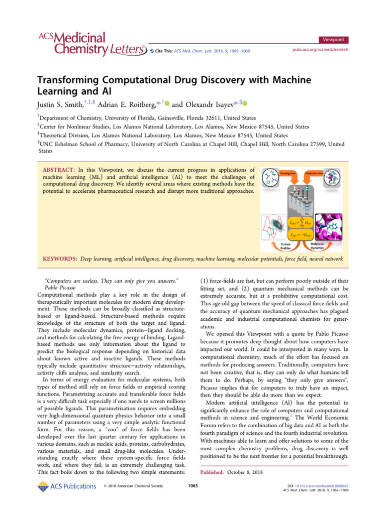 AI and Machine Learning in Drug Discovery | PDF | Force Field ...